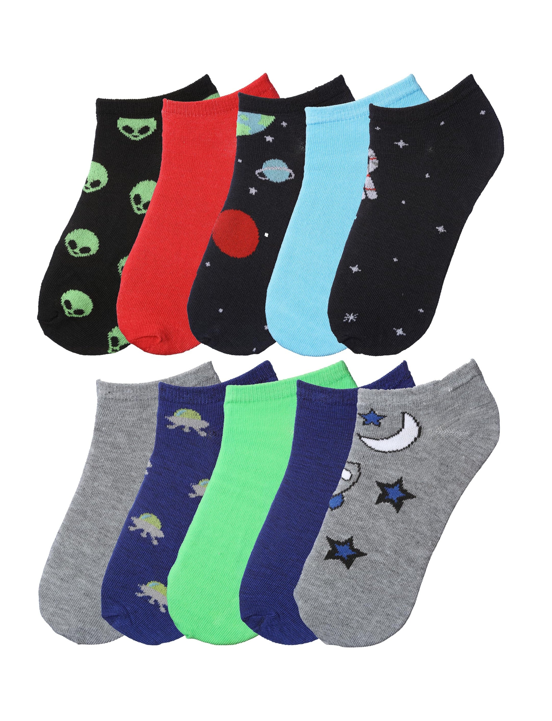 Tipi Toe Big Kids Boys 10 Pairs Classy Lightweight Novelty Alien ...